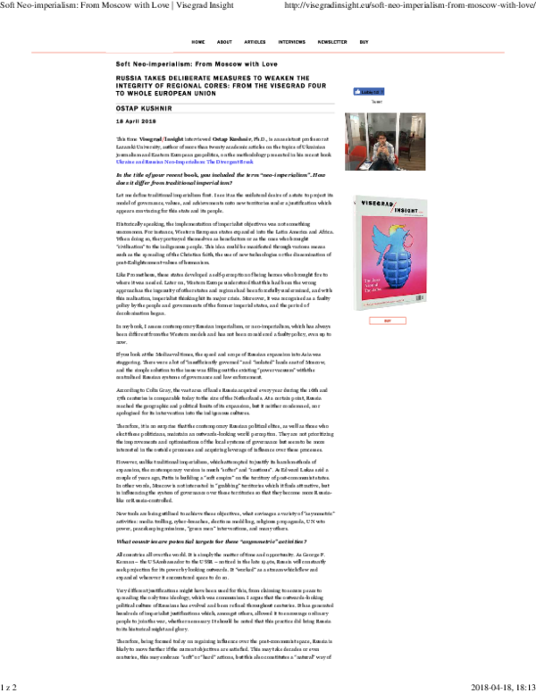 (PDF) Soft Neo-Imperialism: From Moscow with Love | Ostap Kushnir - Academia.edu