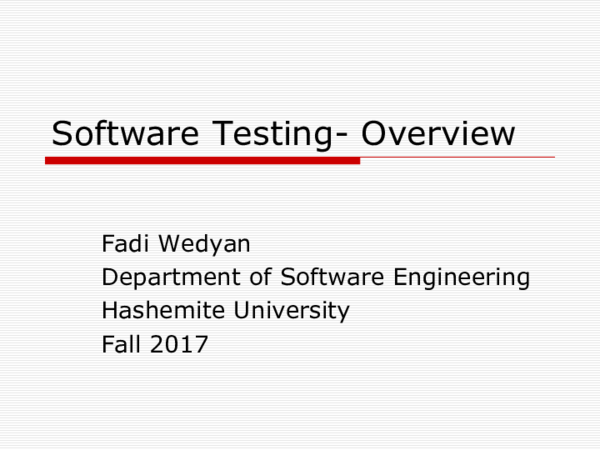 (PDF) Software Testing-Overview