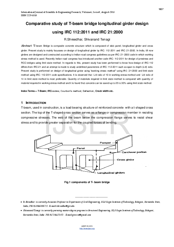 (PDF) Comparative study of T-beam bridge longitudinal girder design ...