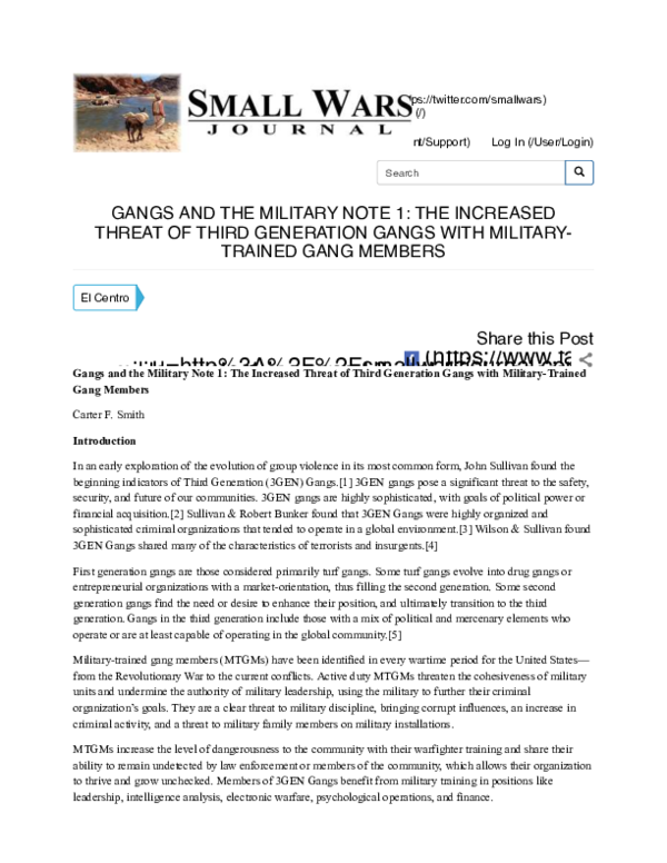 (PDF) GANGS AND THE MILITARY NOTE 1: THE INCREASED THREAT OF THIRD ...