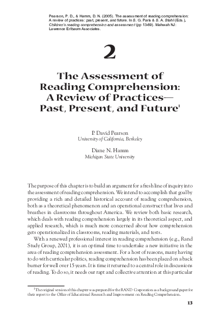 (PDF) The Assessment of Reading Comprehension: A Review of Practices ...