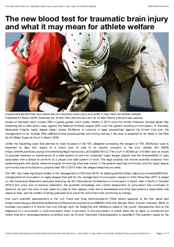 (PDF) The new blood test for traumatic brain injury (TBI) and what it ...