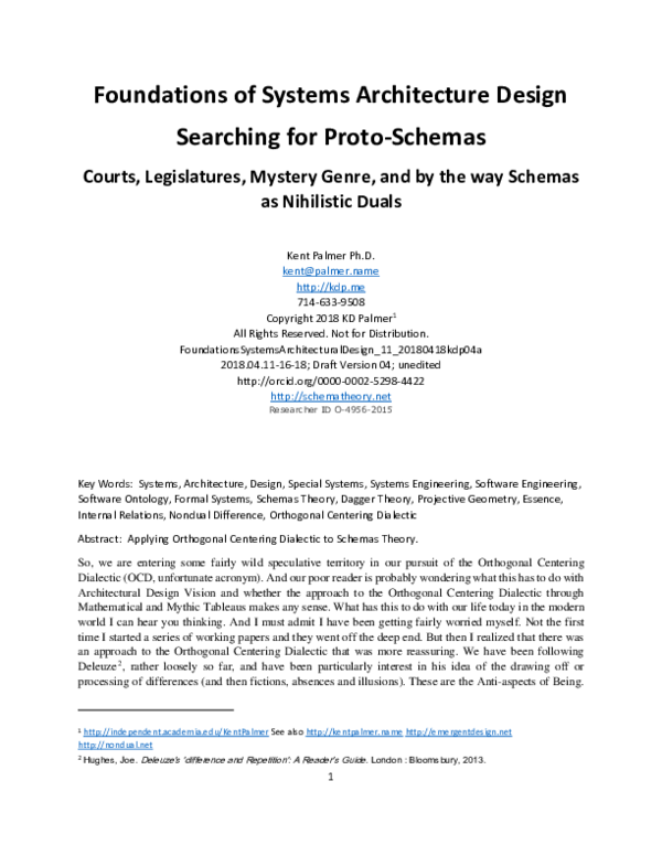 (PDF) Foundations of Systems Architecture Design 11: Searching for ...
