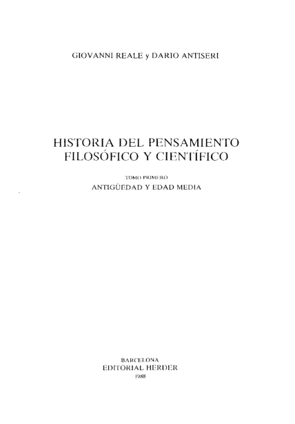 (PDF) GIOVANNI REALE y DARIO ANTISERI HISTORIA DEL PENSAMIENTO ...