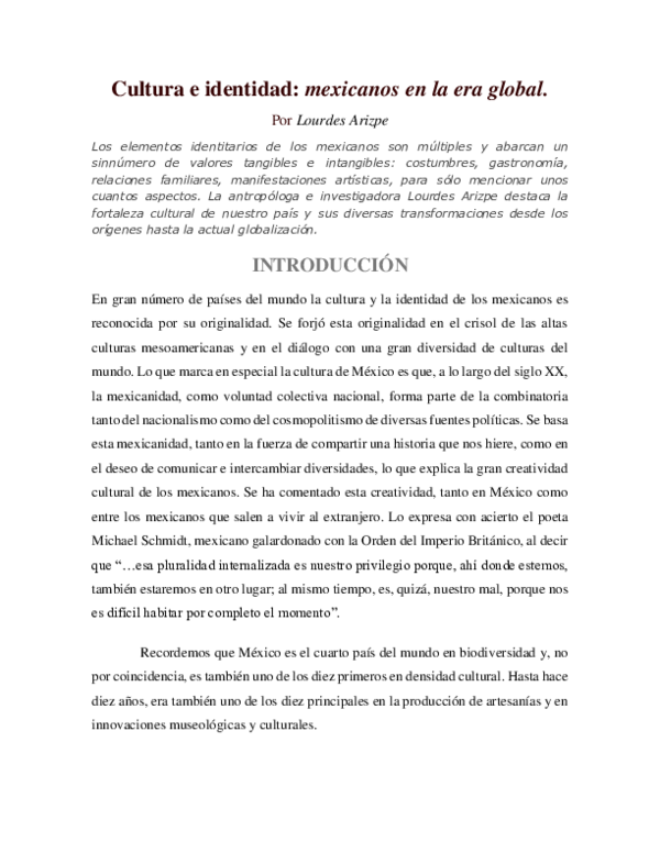 (PDF) Cultura e identidad: mexicanos en la era global