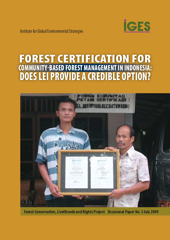 (PDF) FOREST CERTIFICATION FOR COMMUNITY-BASED FOREST MANAGEMENT IN ...