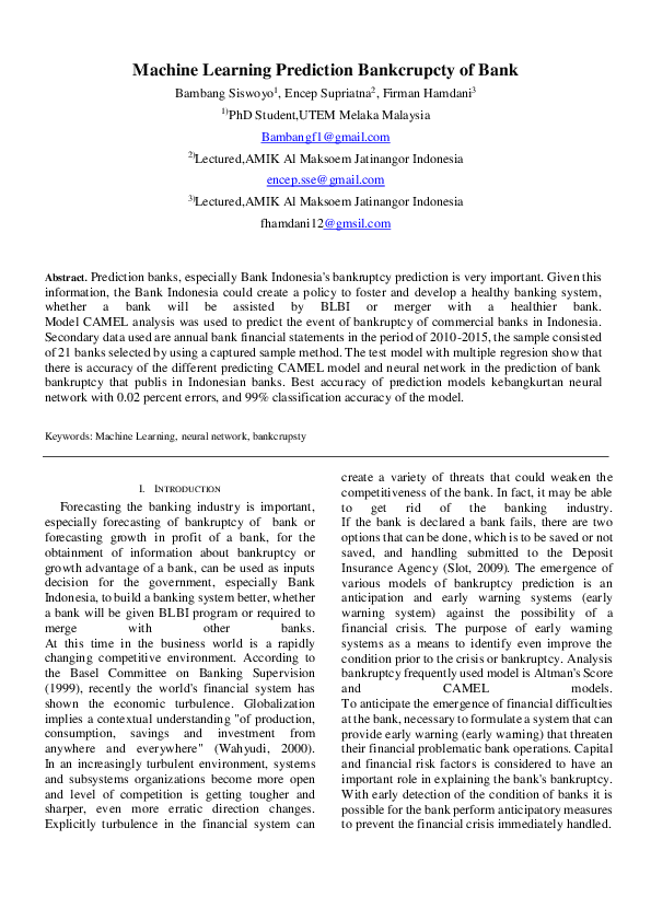 (DOC) Machine Learning Prediction Bankcrupcty of Bank
