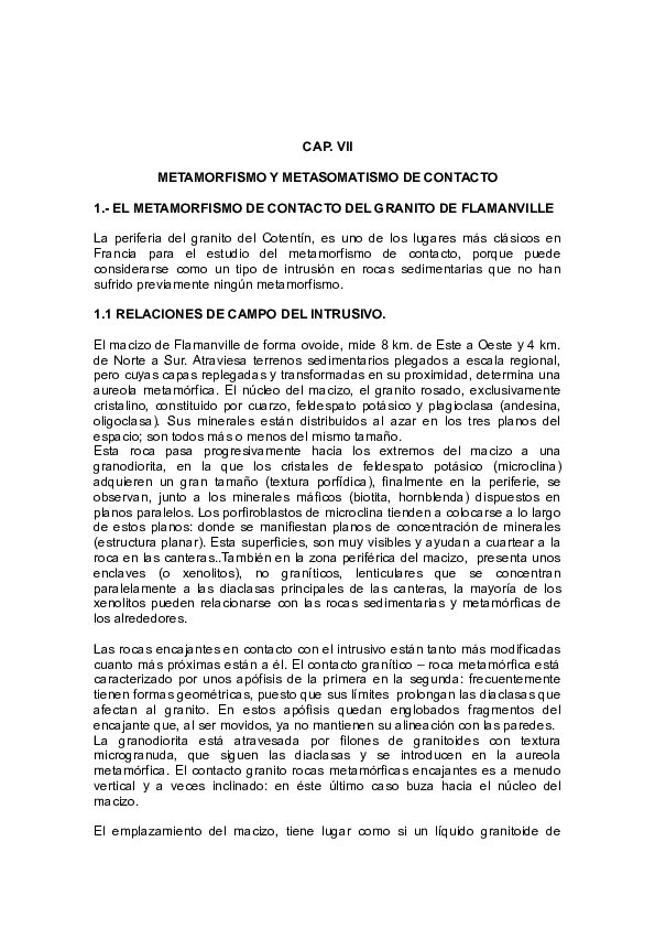 (DOC) CAP. VII METAMORFISMO Y METASOMATISMO DE CONTACTO 1.-EL ...