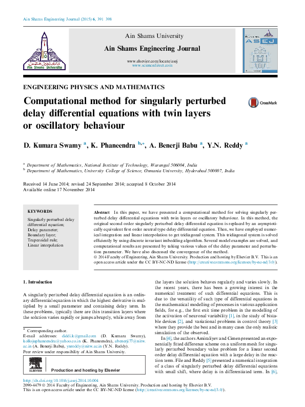 Pdf Computational Technique For Singularly Perturbed Delay