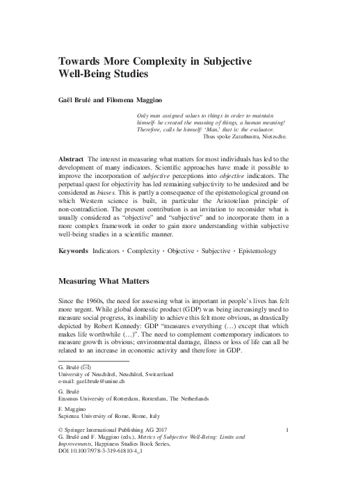 (PDF) Towards More Complexity in Subjective Well-Being Studies