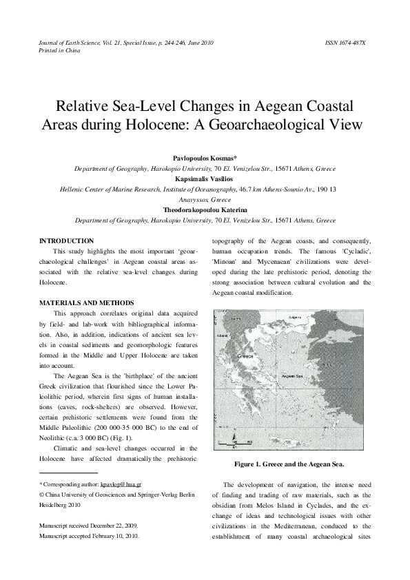 (PDF) Relative Sea-Level Changes in Aegean Coastal Areas during ...