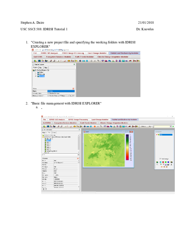 (DOC) IDRISI/TerrSet Chapter Tutorial 1