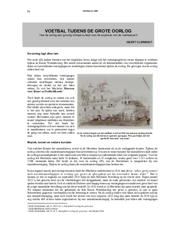 (PDF) Voetbal tijdens de grote oorlog