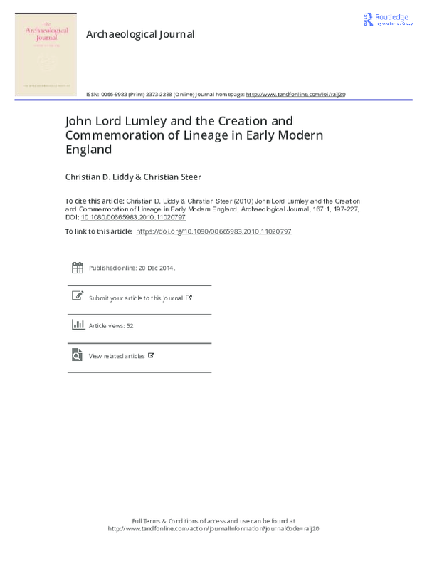 (PDF) John Lord Lumley and the Creation and Commemoration of Lineage in ...