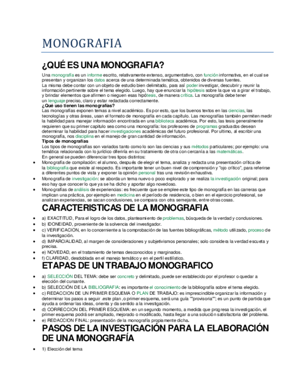 (DOC) MONOGRAFIA ¿QUÉ ES UNA MONOGRAFIA
