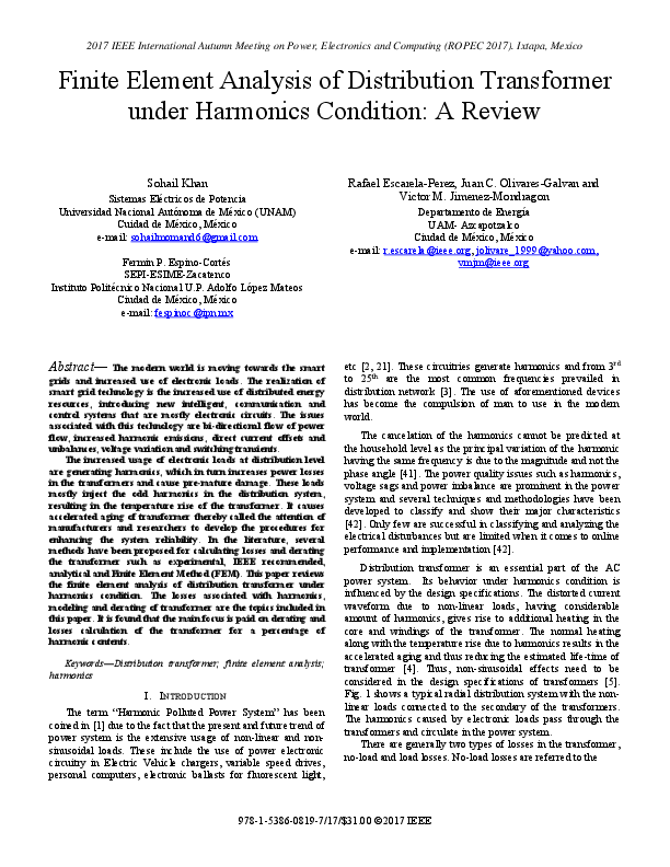 Pdf Finite Element Analysis Of Distribution Transformer Under