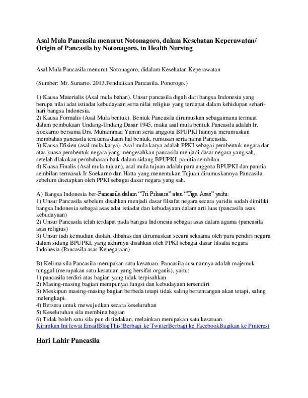 (DOC) Asal Mula Pancasila menurut Notonagoro, dalam Kesehatan ...