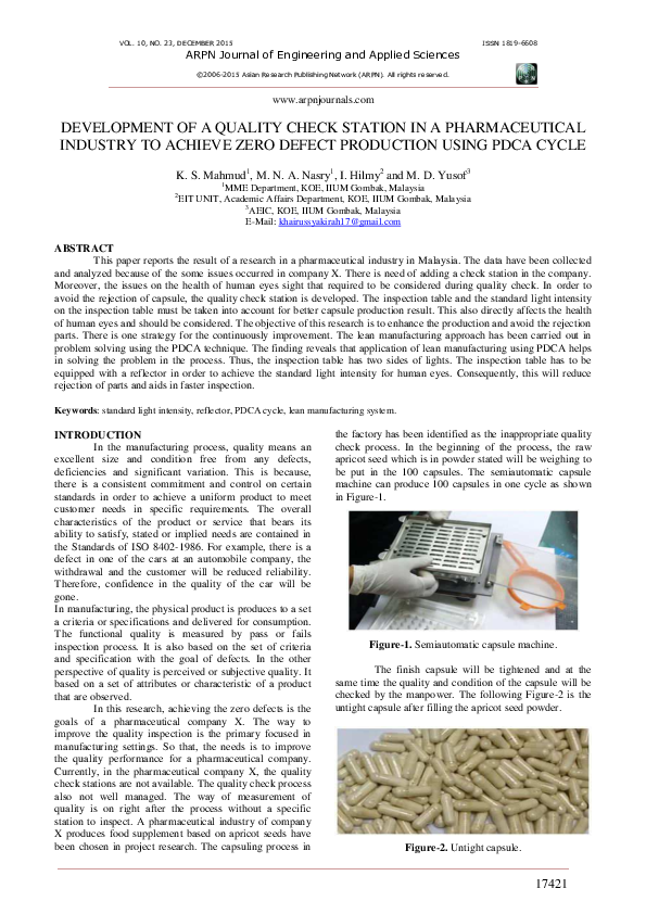 (PDF) Development of A Quality Check Station in A Pharmaceutical ...