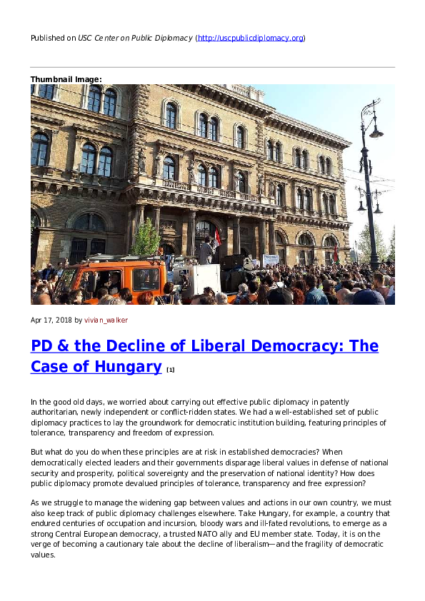 (PDF) Public Diplomacy and The Decline of Liberal Democracy: The Case ...