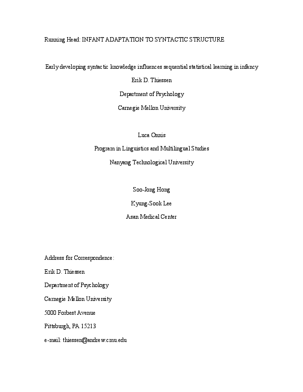 (PDF) Early developing syntactic knowledge influences sequential ...