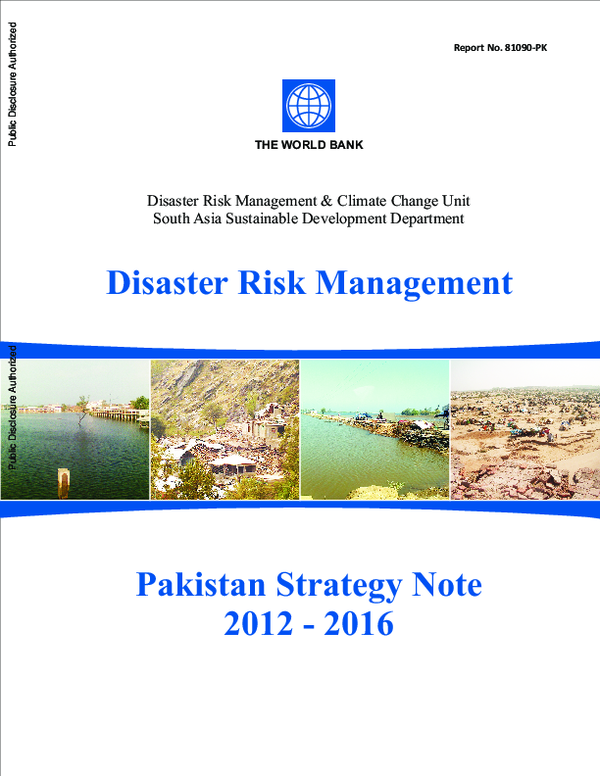 (PDF) Disaster risk management : Pakistan strategy note 2012-2016