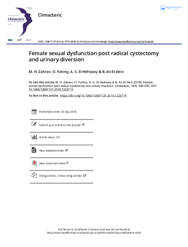 (PDF) Female sexual dysfunction post radical cystectomy and urinary ...