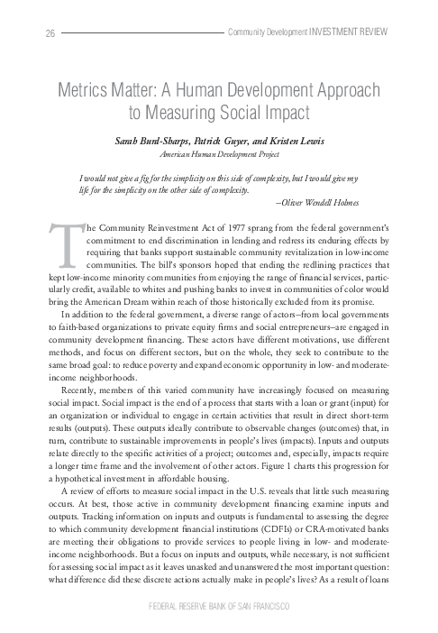 (PDF) Community Development INVESTMENT REVIEW 26 Metrics Matter: A ...