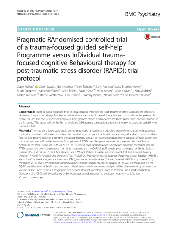 (PDF) Pragmatic RAndomised controlled trial of a trauma-focused guided self-help Programme ...