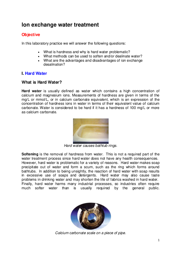 (PDF) Ion exchange water treatment