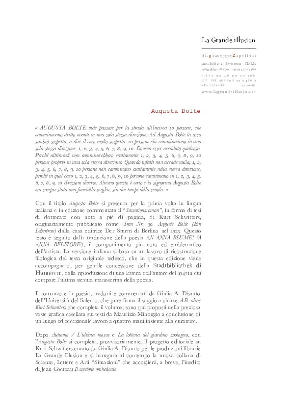(PDF) Kurt Schwitters, Augusta Bolte. A ANNA BELFIORE!, edizione ...