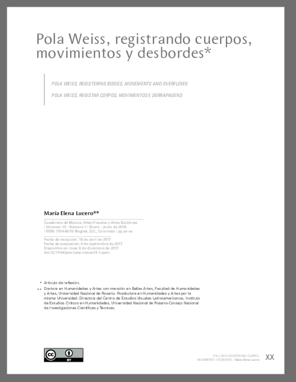 (PDF) Pola Weiss, registrando cuerpos, movimientos y desbordes