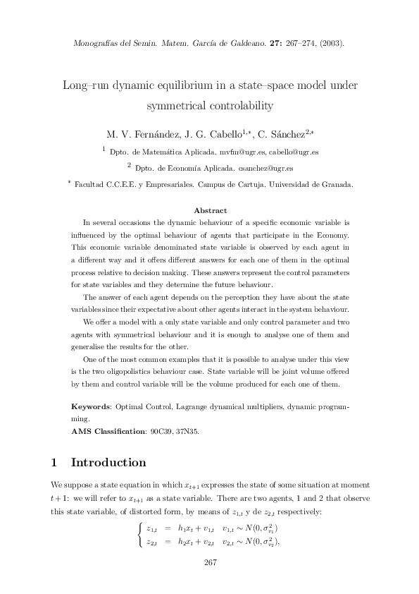(PDF) Long-run dynamic equilibrium in a state-space model under ...