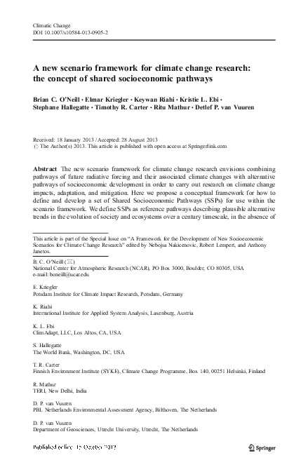(PDF) A new scenario framework for climate change research: the concept ...