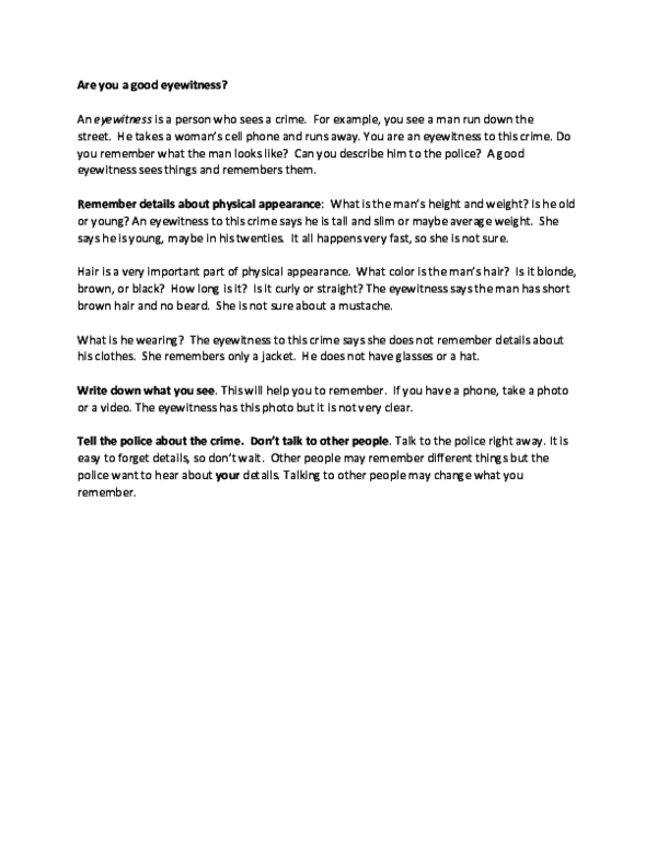 (PDF) Are you a good eyewitness