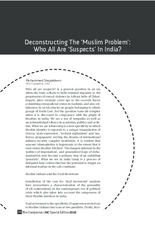 (PDF) Deconstructing The ‘Muslim Problem’: Who All Are ‘Suspects’ In India?