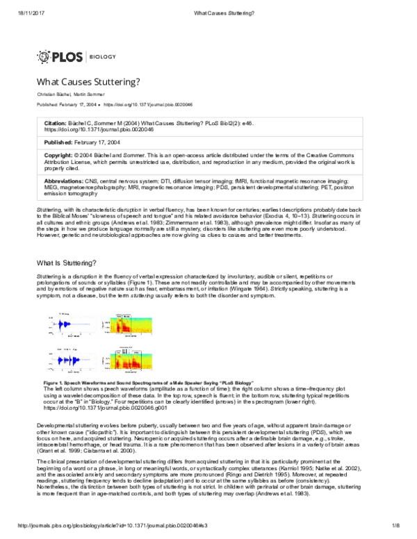 (PDF) What Causes Stuttering