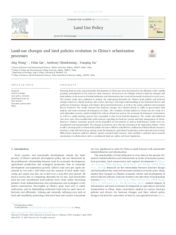 (PDF) Land-use changes and land policies evolution in China's ...