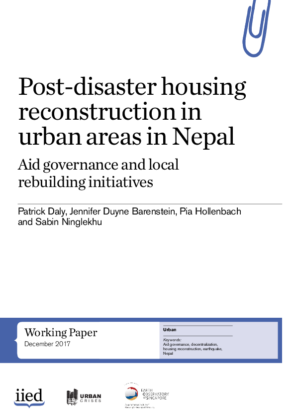 (PDF) Post-disaster housing reconstruction in urban areas in Nepal Aid ...