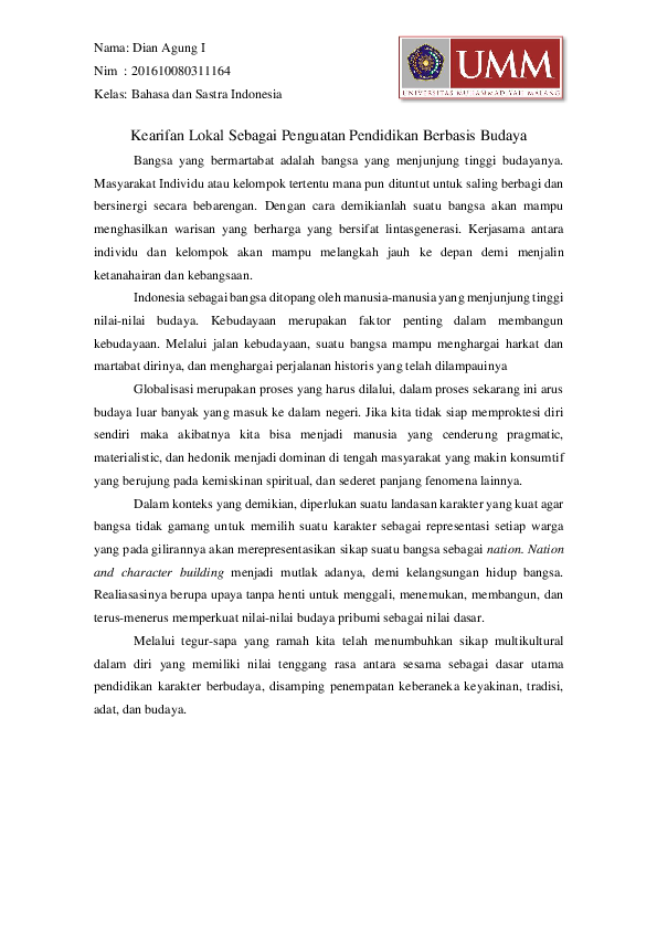 (PDF) Pendidikan Berbasis Budaya Resume Seminar