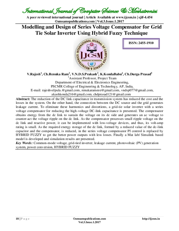 (PDF) Modelling-and-Design-of-Series-Voltage-Compensator-for-Grid-Tie ...