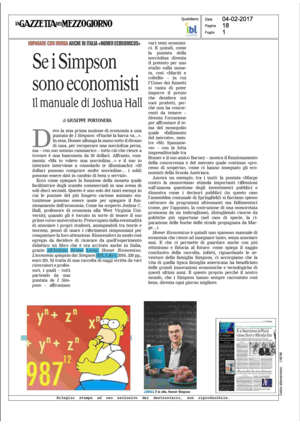 (PDF) Recensione a Joshua C. Hall (a cura di), "Homer Economicus. L ...