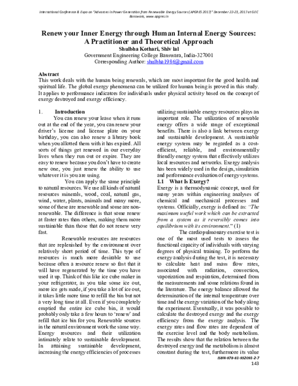 (PDF) Renew your Inner Energy through Human Internal Energy Sources: A ...