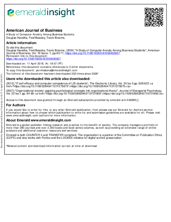 (PDF) American Journal of Business Article information