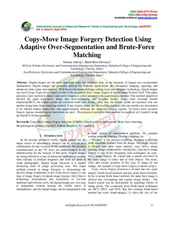 Pdf Copy Move Image Forgery Detection Using Adaptive Over