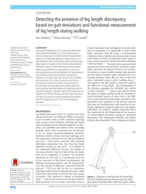(PDF) Detecting the presence of leg length discrepancy based on gait ...