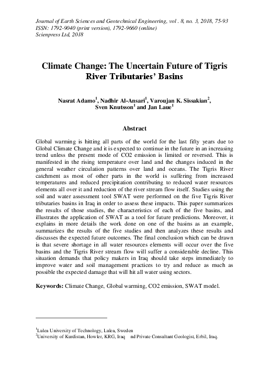 (PDF) The Future of the Tigris and Euphrates Water Resources in view of ...