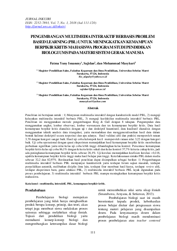 (PDF) PENGEMBANGAN MULTIMEDIA INTERAKTIF BERBASIS PROBLEM BASED LEARNING (PBL) UNTUK ...