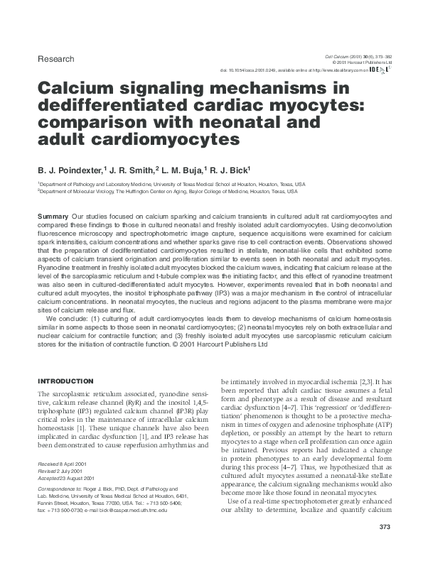 (PDF) Calcium signaling mechanisms in dedifferentiated cardiac myocytes ...