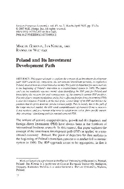 (PDF) Poland and Its Investment Development Path