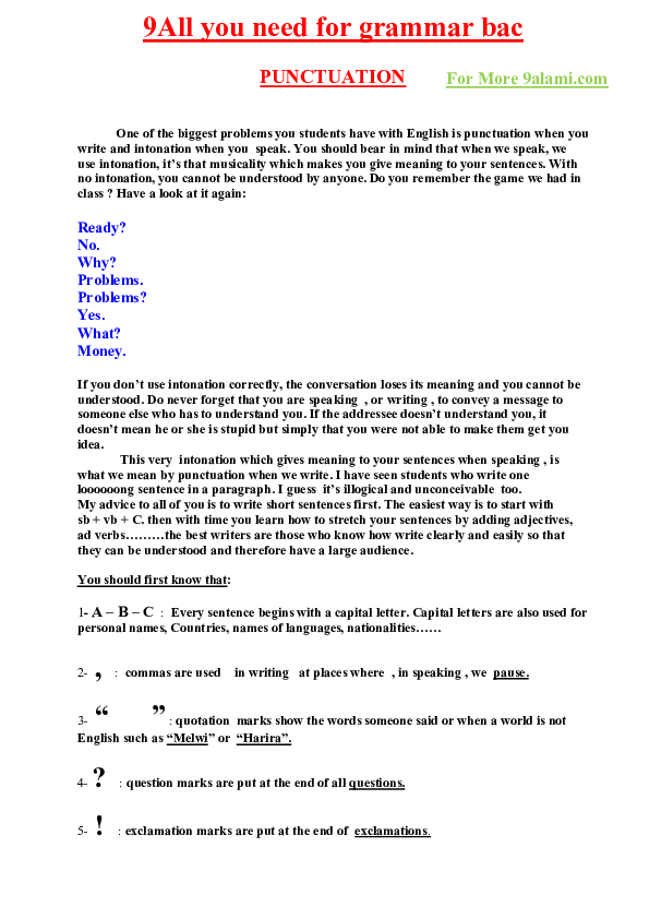 9alami 2 bac english